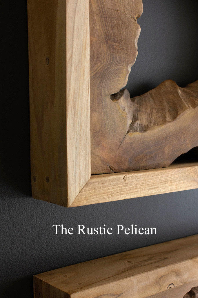 SALE! Designer Modern Teak Wood Wall Art Set of 2 - The Rustic Pelican