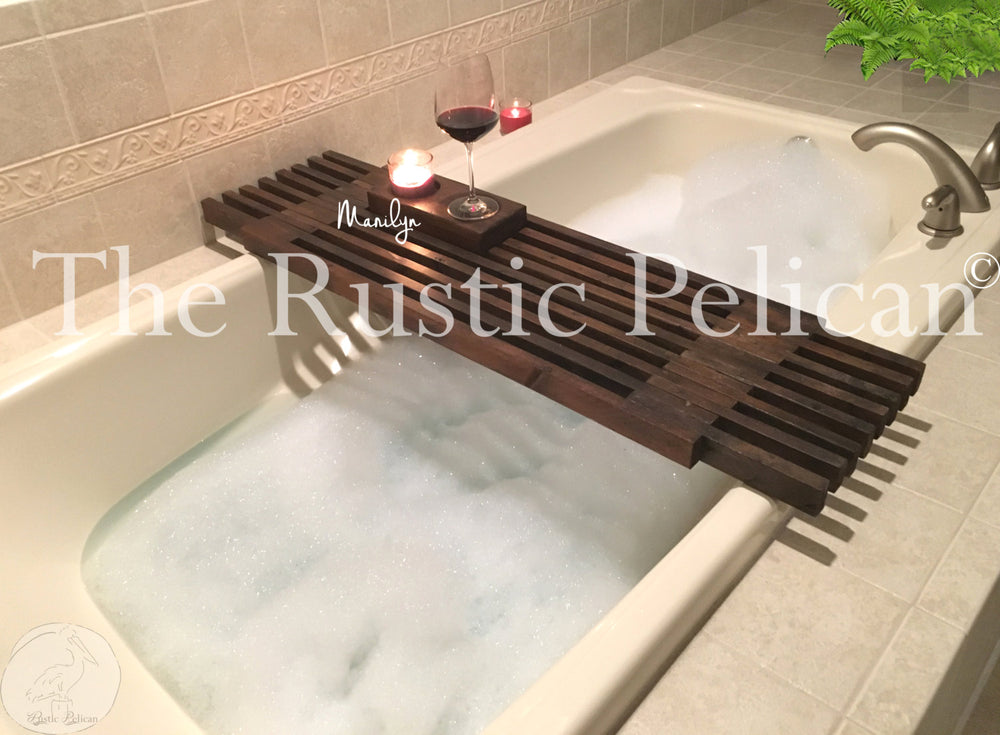 Bath Tray, Wooden Bath Caddy - The Rustic Pelican
